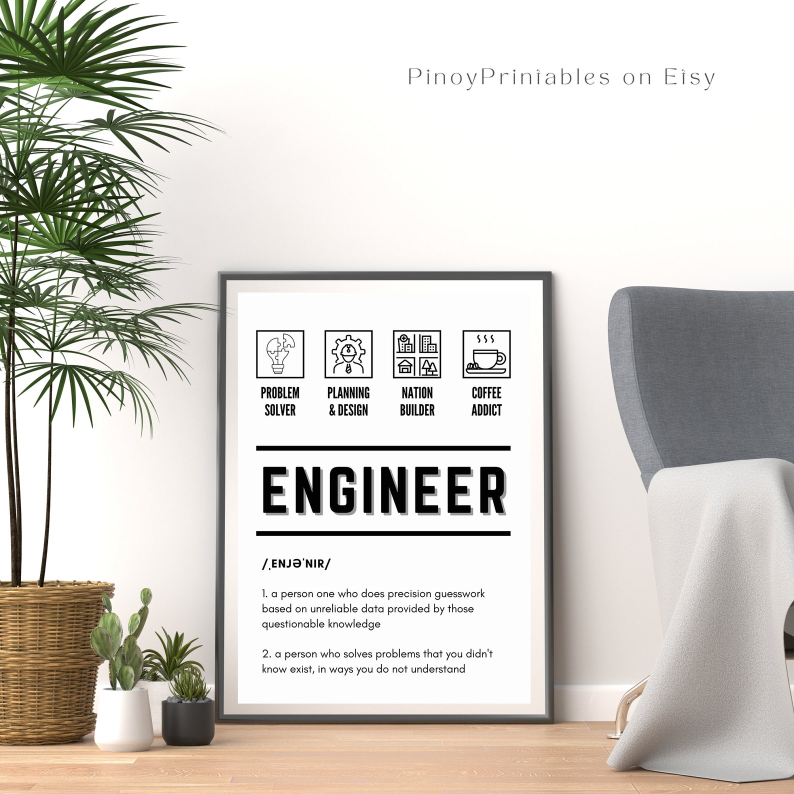 Engineering Printable Poster, Engineer Gift Decor, Cute Engineer ...