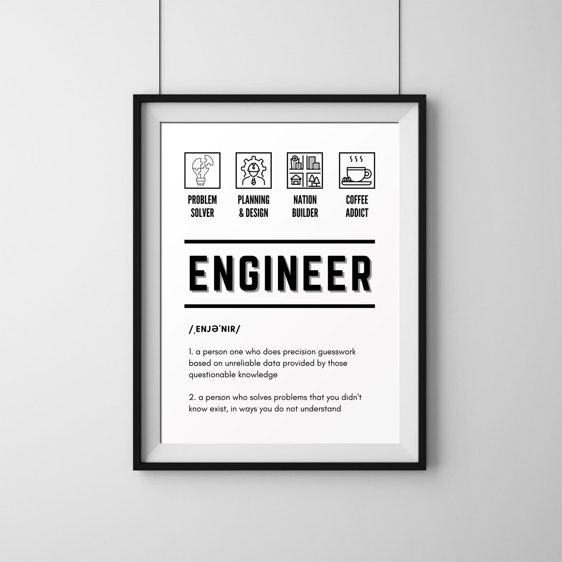 Engineering Printable Poster, Engineer Gift Decor, Cute Engineer ...