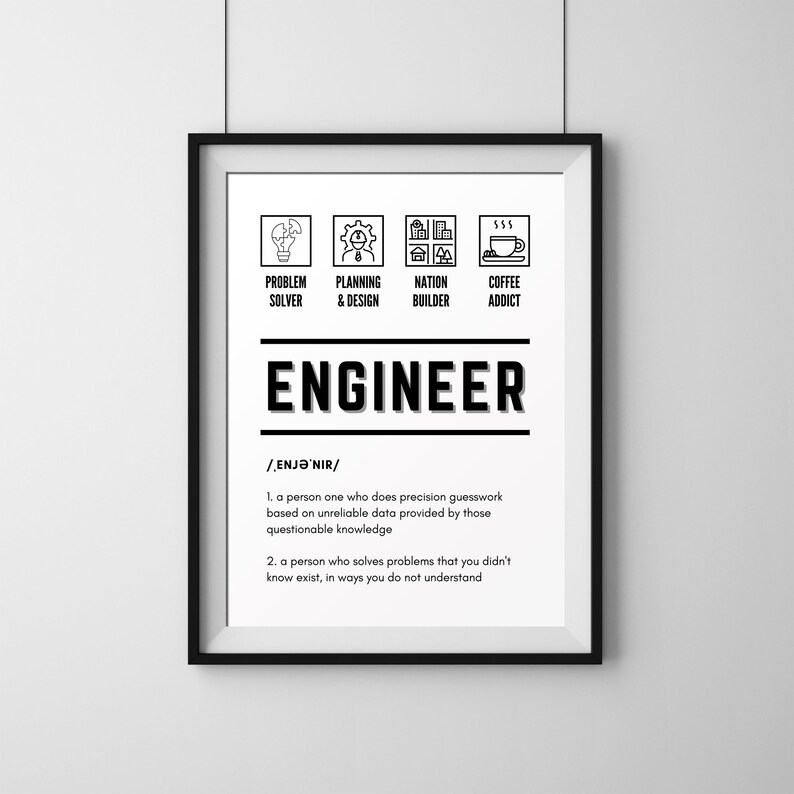 Engineering Printable Poster, Engineer Gift Decor, Cute Engineer ...