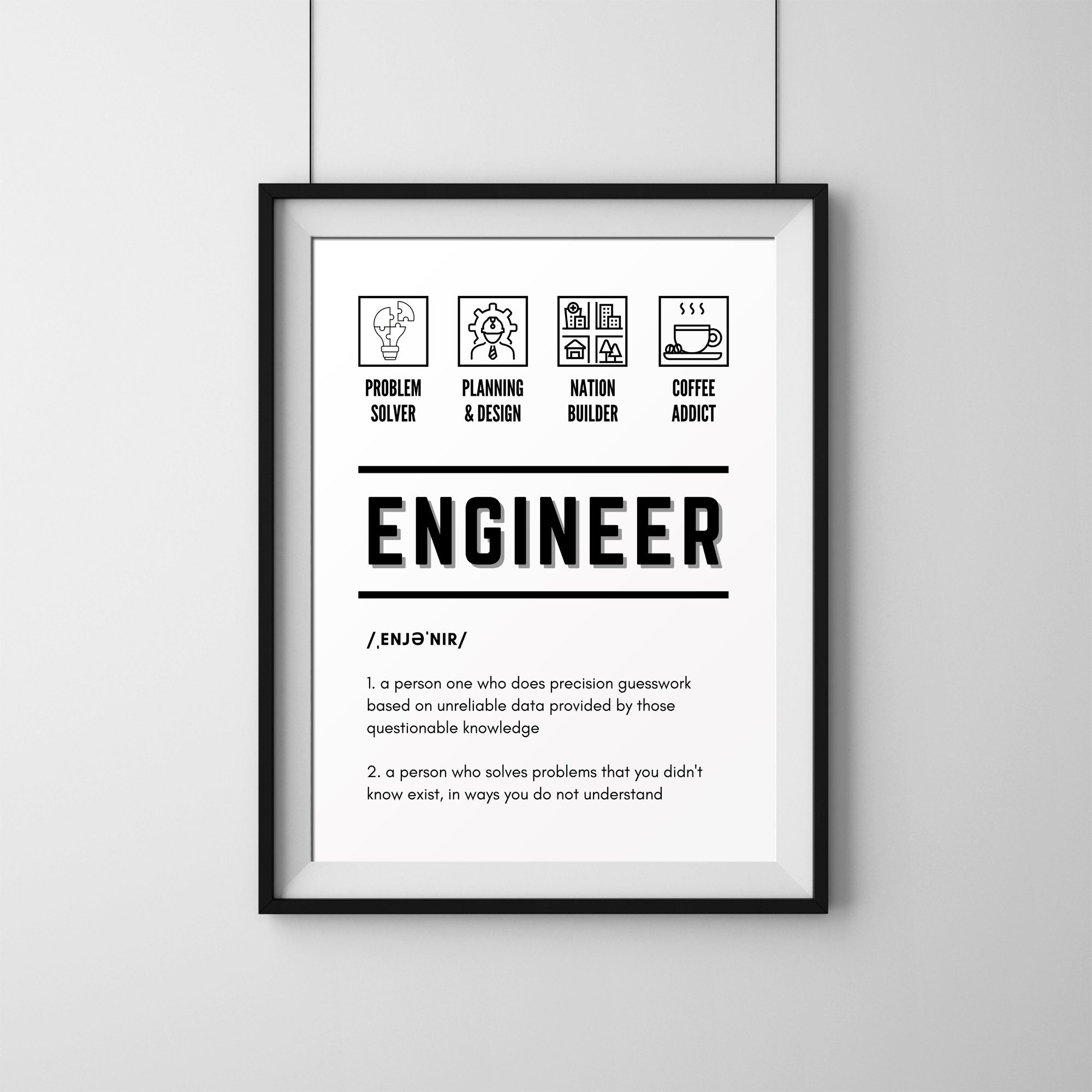 Engineering Printable Poster, Engineer Gift Decor, Cute Engineer ...