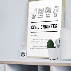Civil Engineer Definition Print, Dictionary Artwork, Printable Wall Art ...
