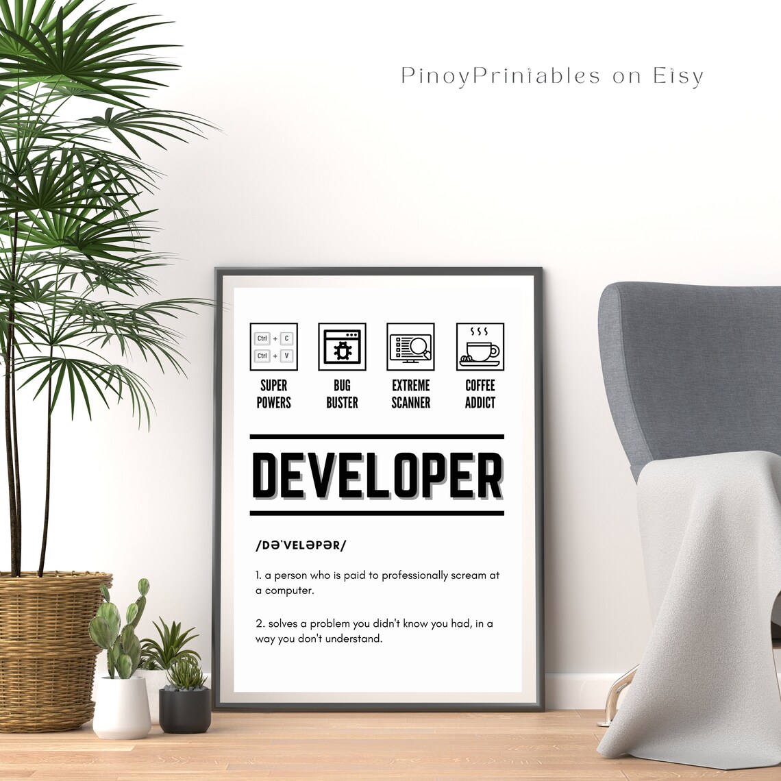 Developer Definition Wall Art Digital Print, Dictionary Artwork ...