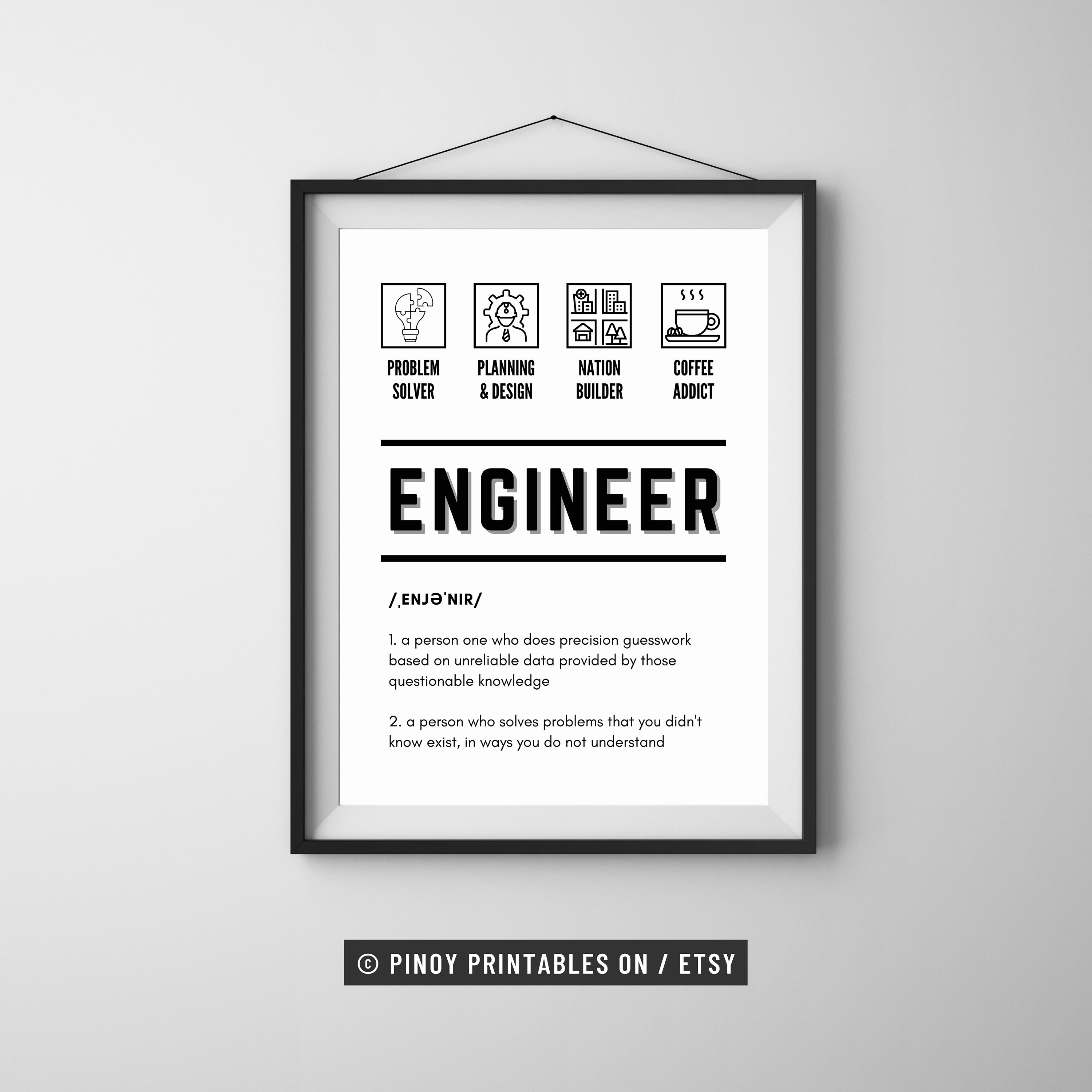 Engineering Printable Poster, Engineer Gift Decor, Cute Engineer ...