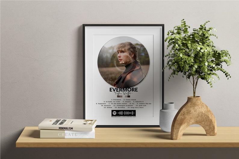 EVERMORE Taylor Swift Album on Vynil Record Wall Art, Wall Art With ...