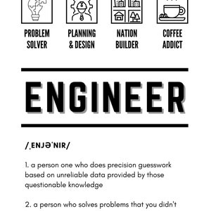Engineering Printable Poster, Engineer Gift Decor, Cute Engineer ...