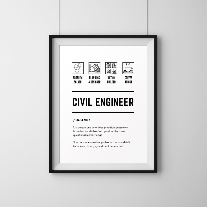Civil Engineer Definition Print Dictionary Artwork Printable - Etsy