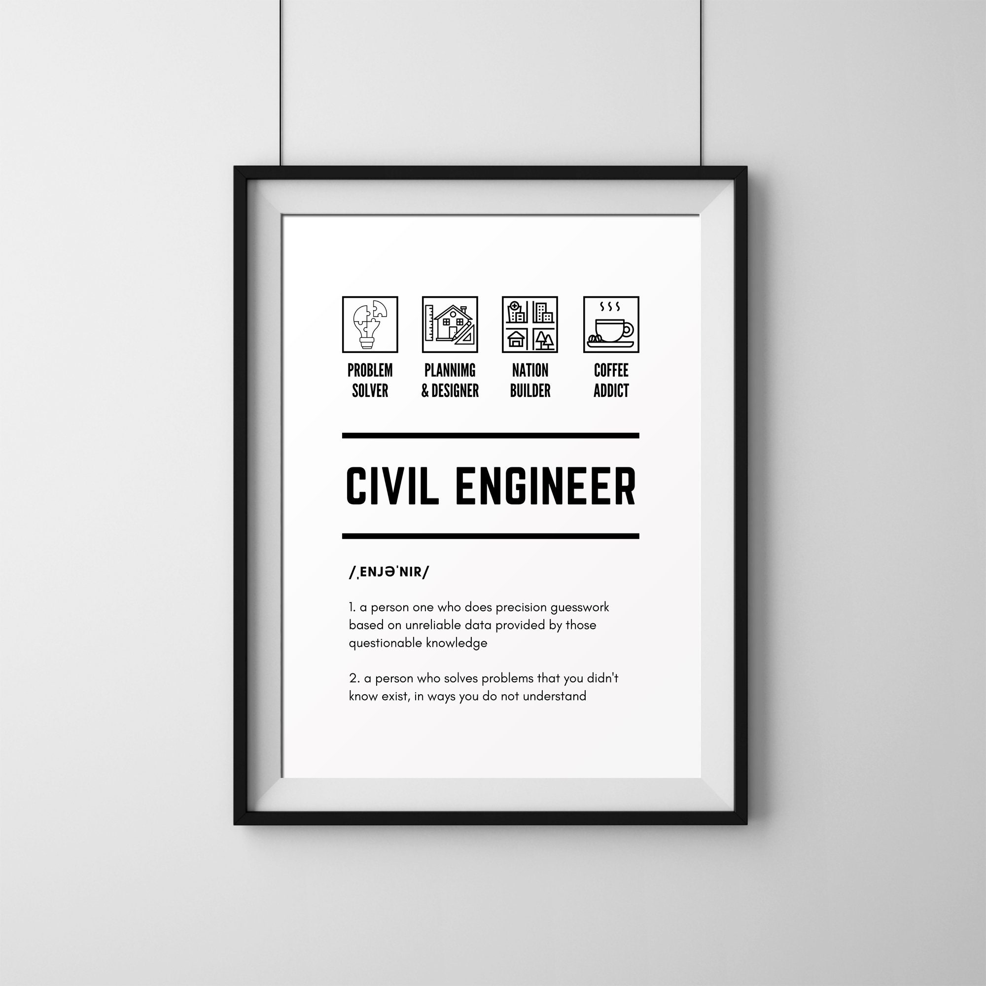 Civil Engineer Definition Print Dictionary Artwork Printable - Etsy