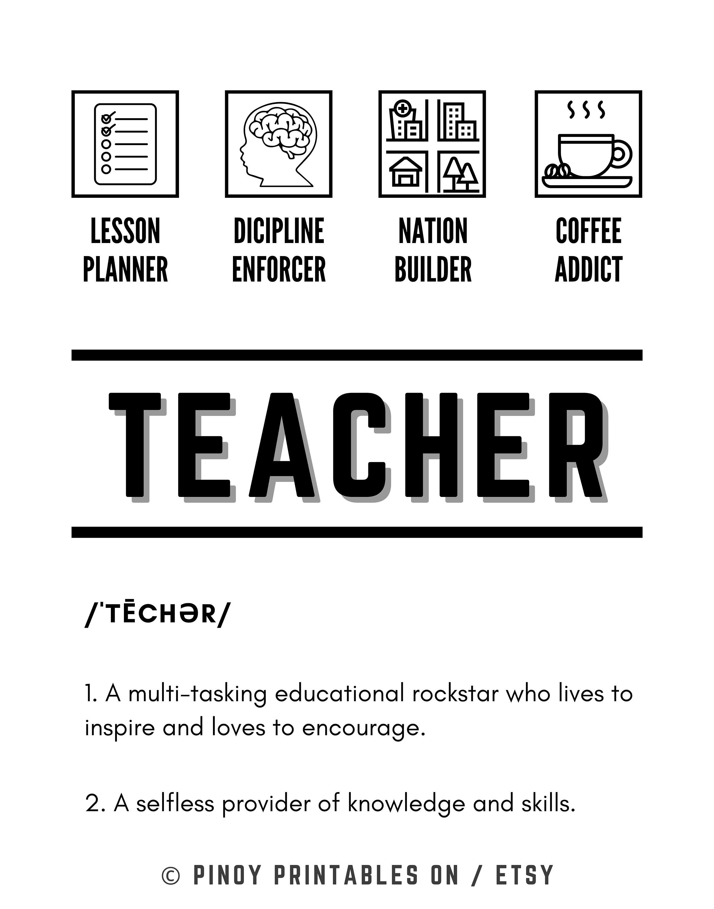 Teacher Definition Wall Art Digital Print, Dictionary Artwork ...