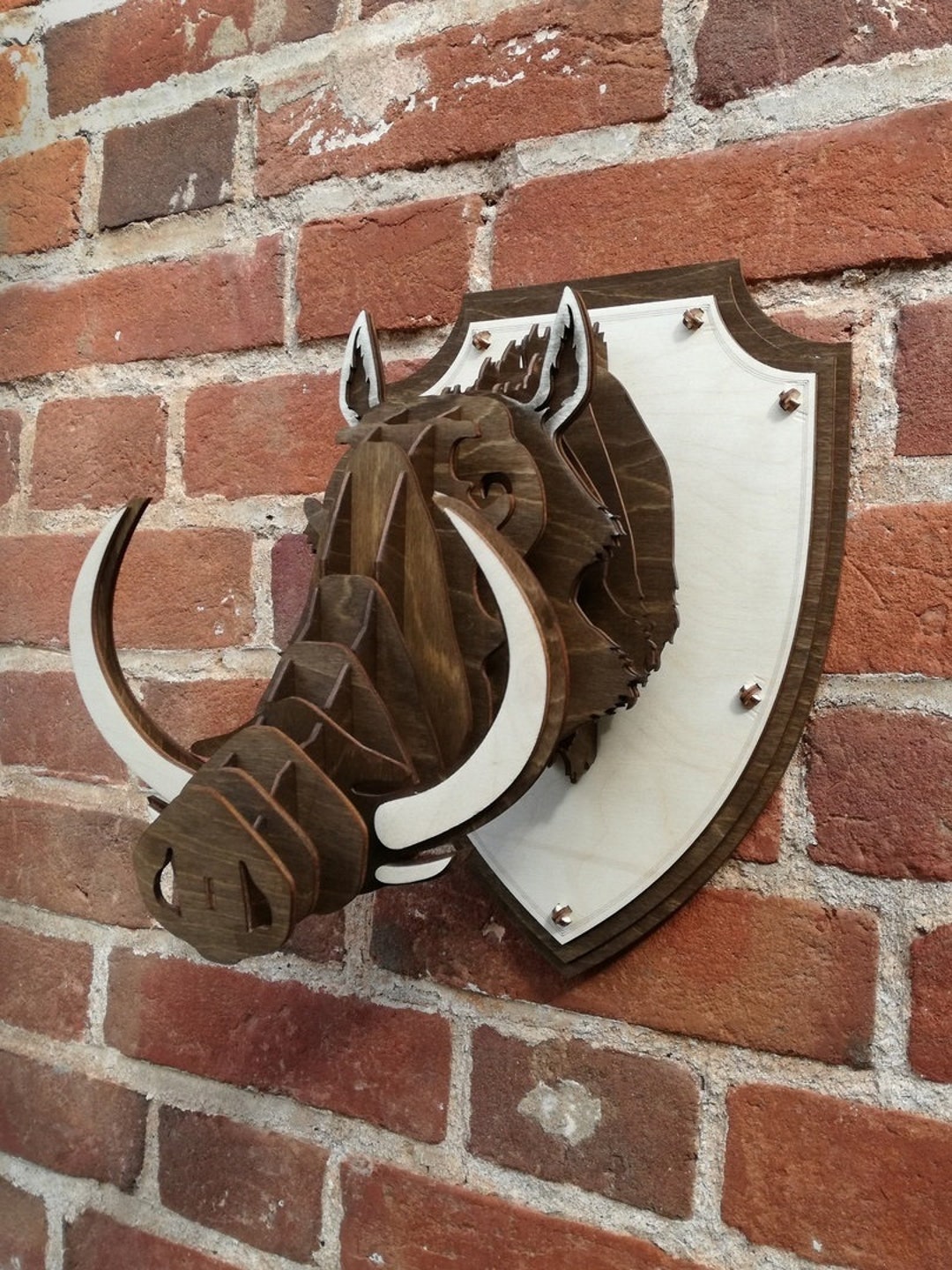 Wooden Warthog Head Trophy Laser Cut Wall Mount Template in CDR File ...