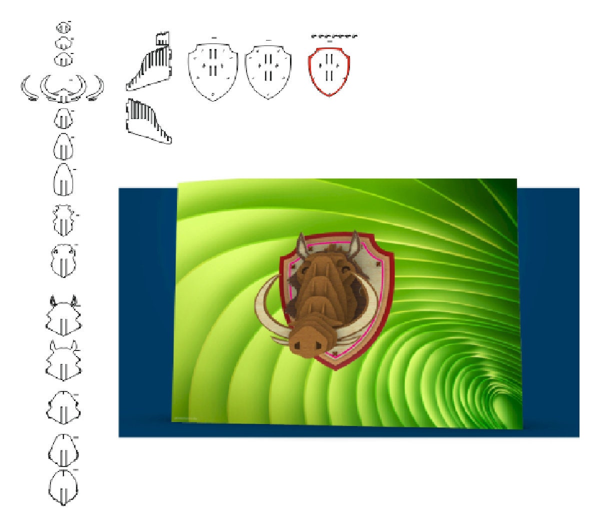 Wooden Warthog Head Trophy Laser Cut Wall Mount Template in CDR File ...