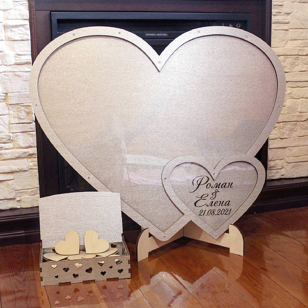 Laser Cut Heart Shape Drop Box Frame Wedding Guest Book CDR, DXF, SVG ...