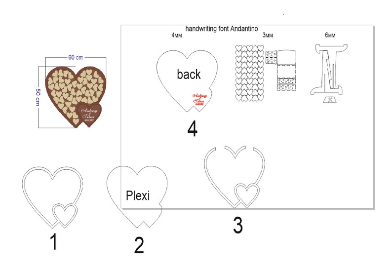 Laser Cut Heart Shape Drop Box Frame Wedding Guest Book CDR, DXF, SVG ...