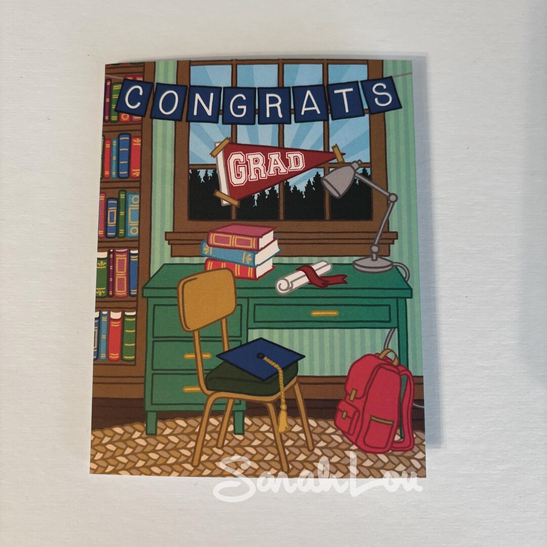 Congrats Grad Desk - Greeting Card - Etsy