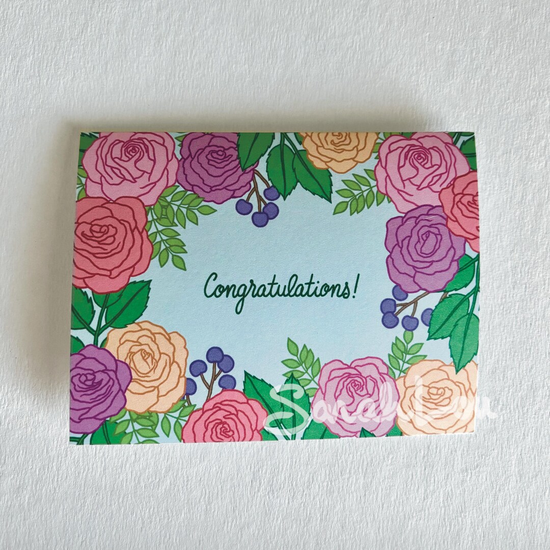 Congratulations Roses - Greeting Card - Etsy