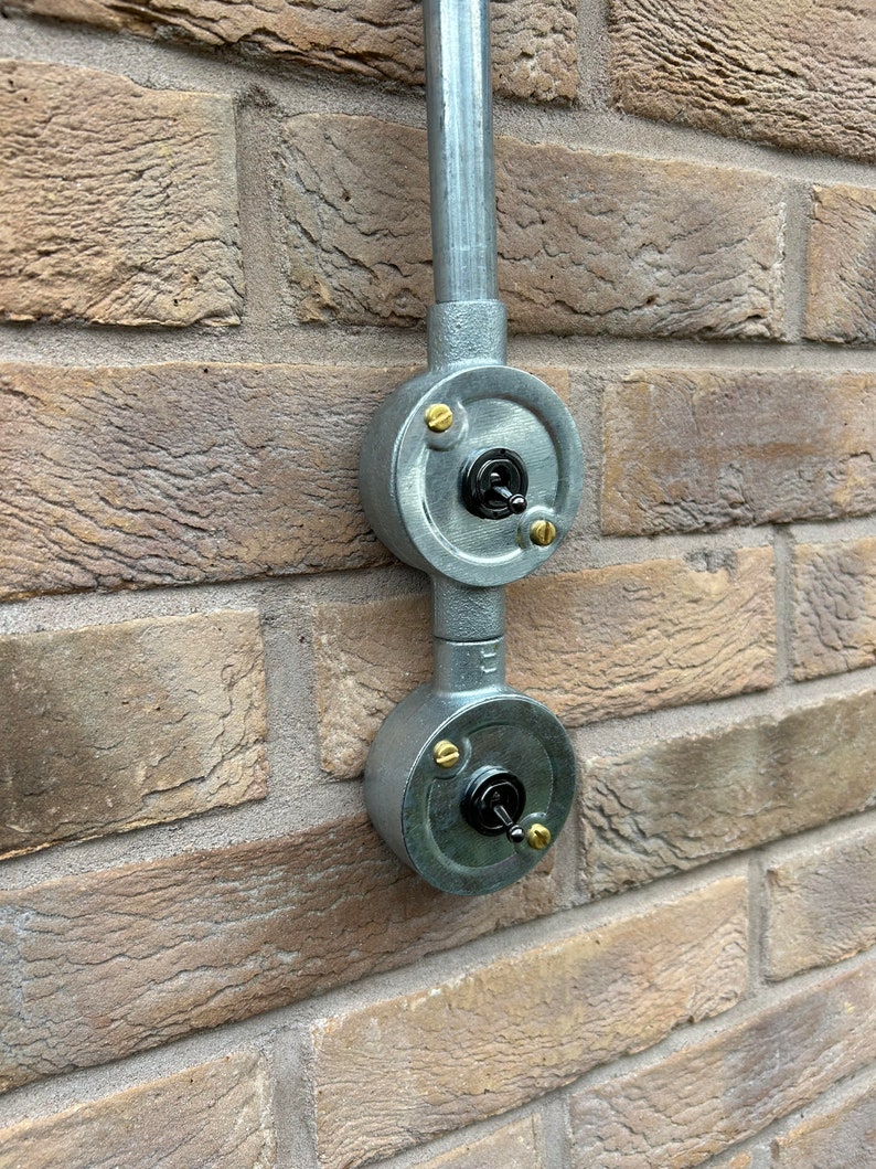 Double Gang Two Way Conduit Industrial Style Toggle Light Switch Black ...