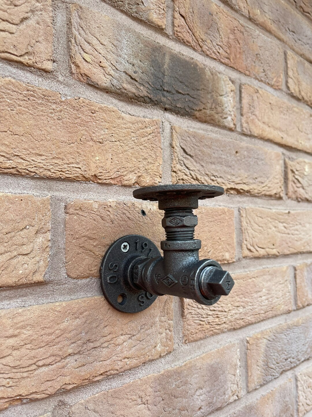 Industrial Chunky Metal Pipe Fitting Shelf Brackets, Retro Funky Pipe ...