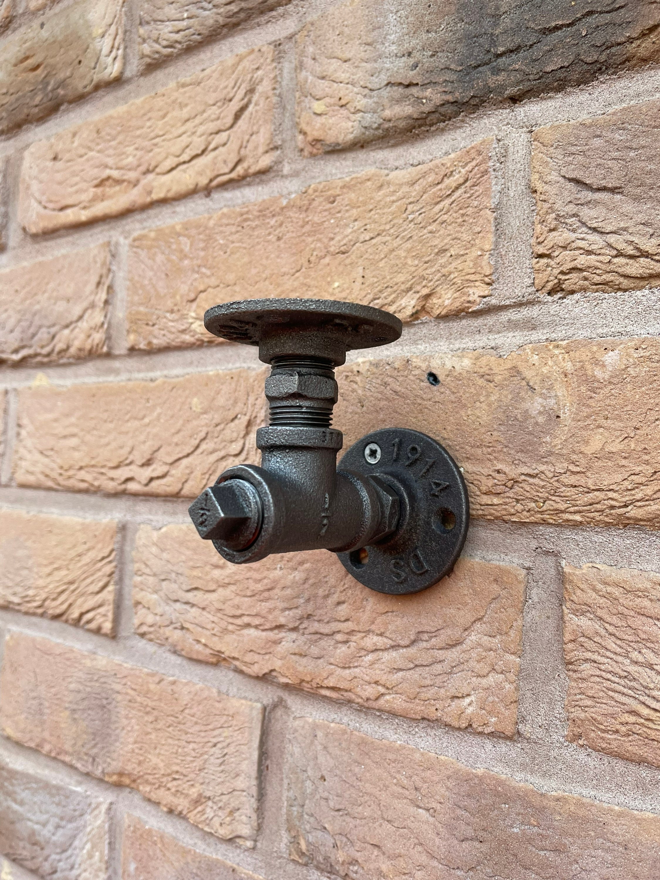 Industrial Chunky Metal Pipe Fitting Shelf Brackets, Retro Funky Pipe ...