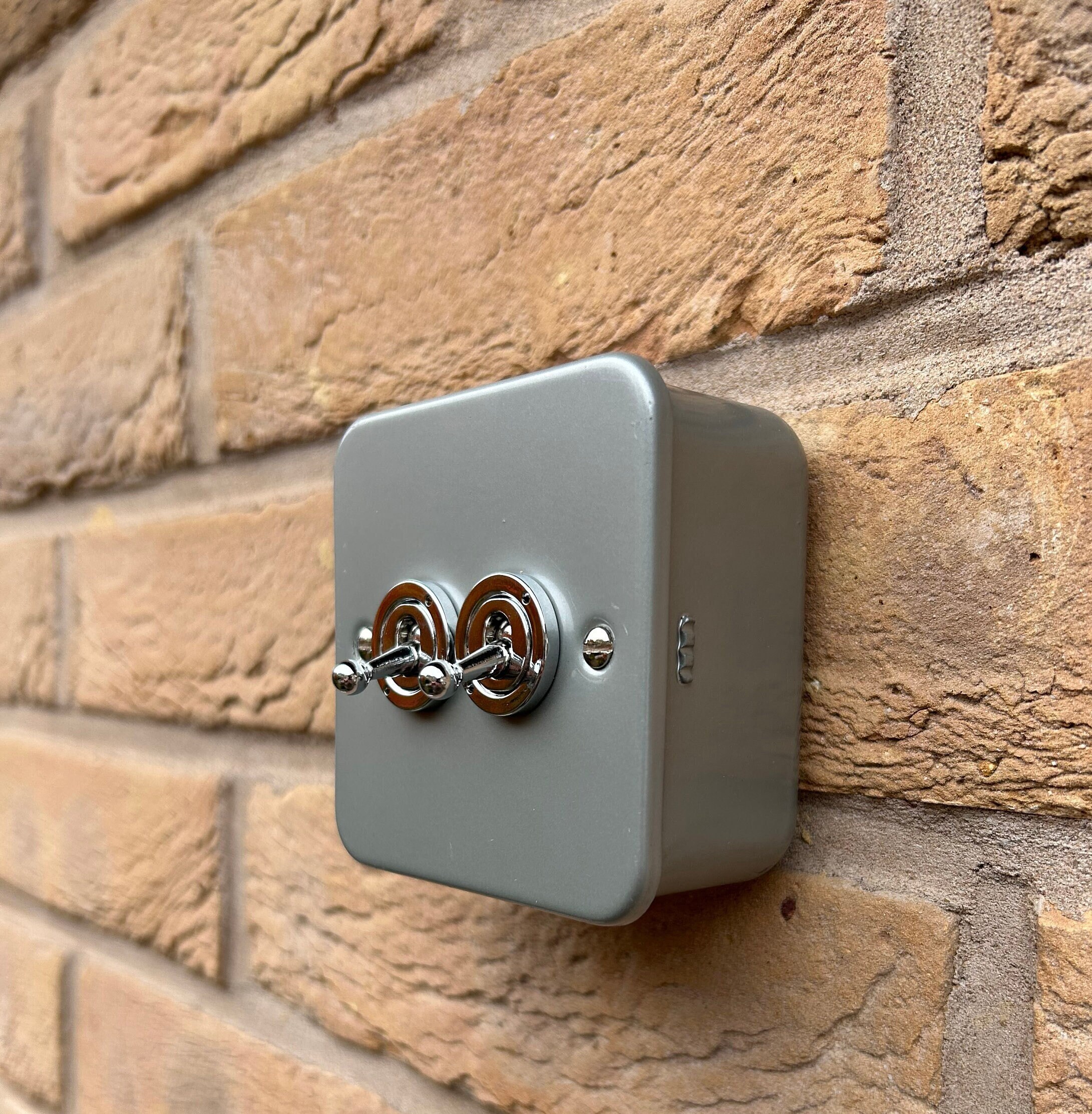 Metal Clad 2 Gang Industrial Style Toggle Light Switch Chrome - Etsy