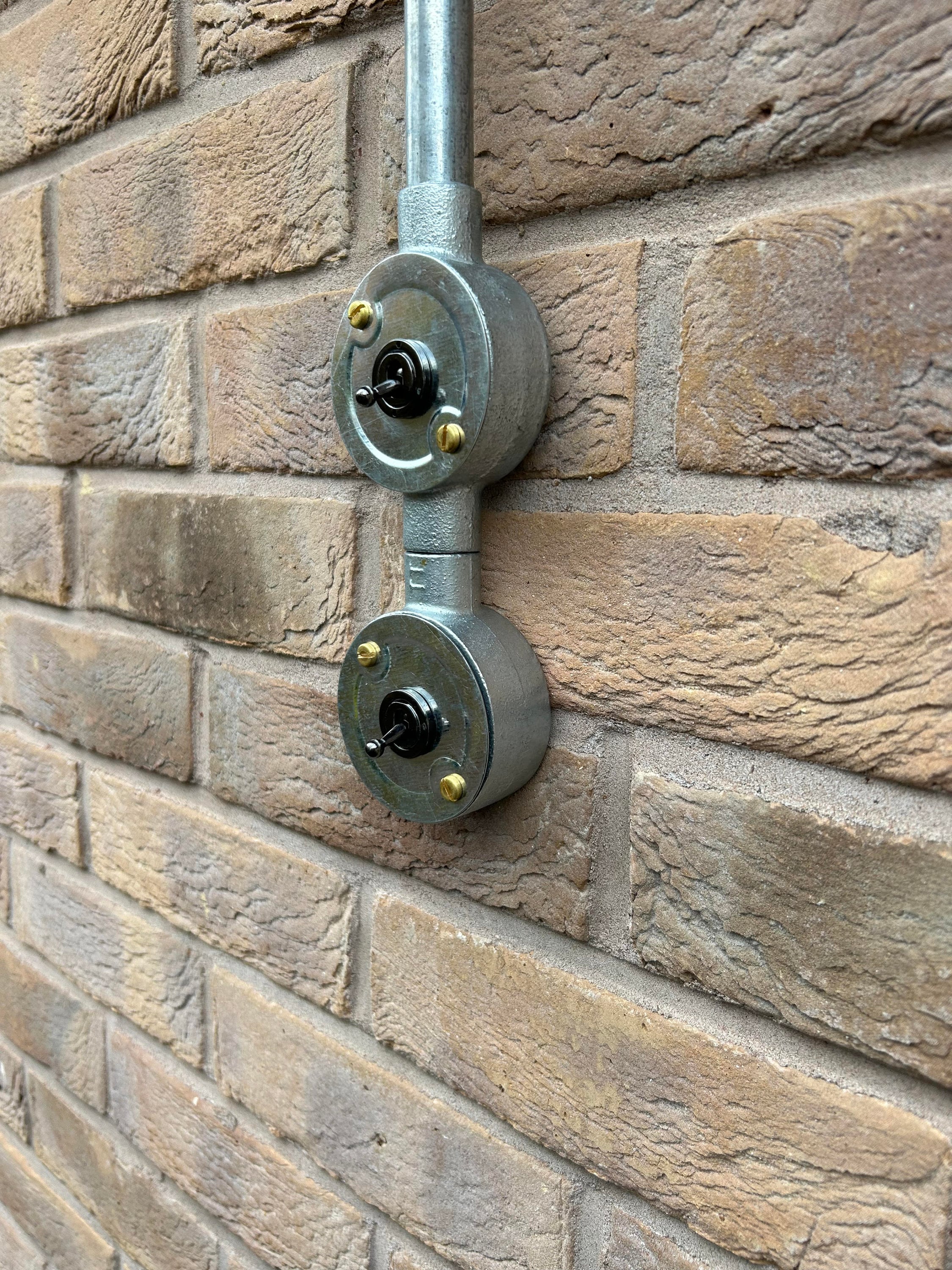 Double Gang Two Way Conduit Industrial Style Toggle Light Switch Black ...