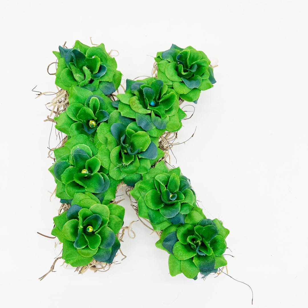 Floral Monogram Letter, Silk Flower Moss Decor, Personalized Wall ...