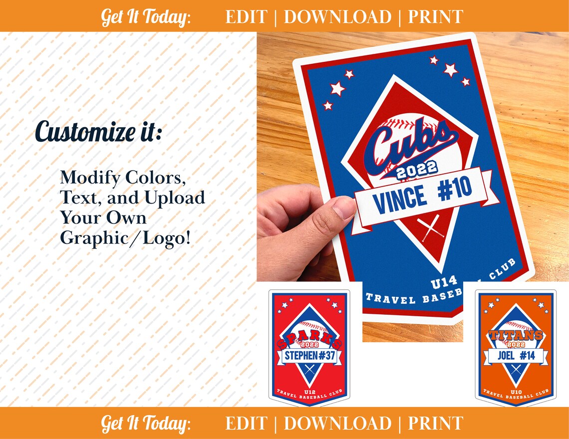 DIGITAL TEMPLATE Baseball Door Sign banner, Printable Baseball Signs ...