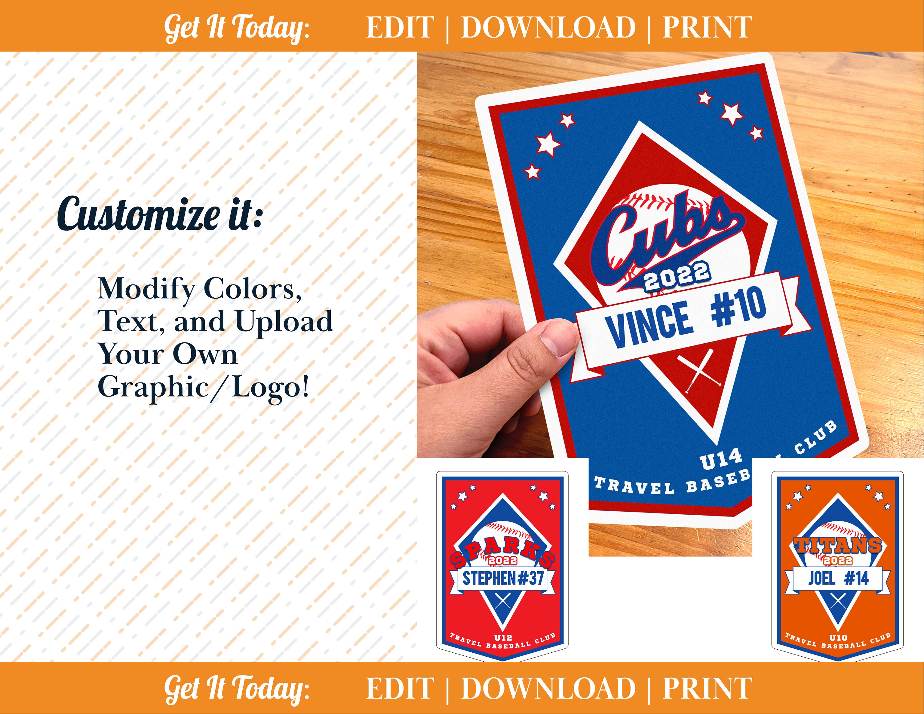 DIGITAL TEMPLATE Baseball Door Sign banner, Printable Baseball Signs ...