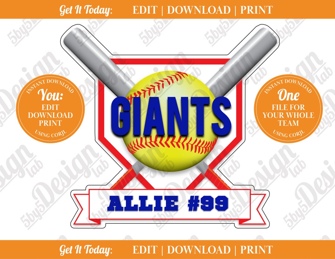 Softball Door Sign Template Softball Home Plate Bat and Ball Door ...