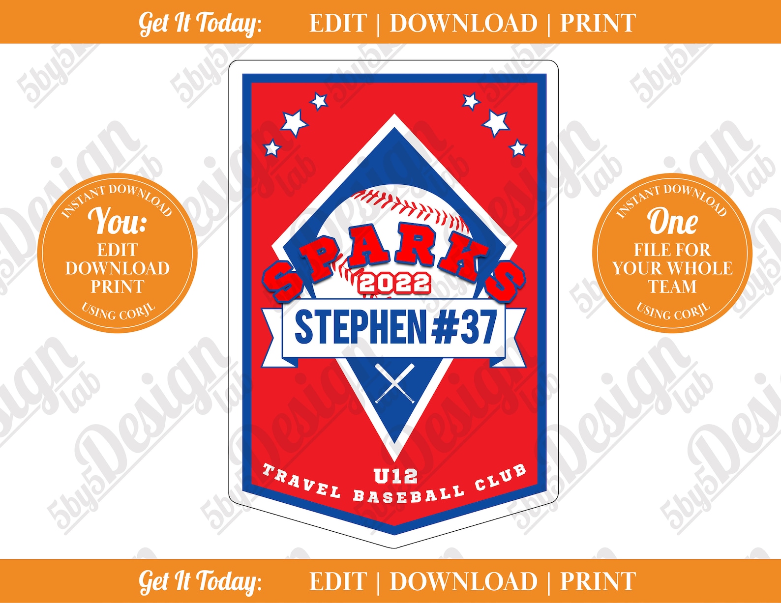 DIGITAL TEMPLATE - Baseball Door Sign [banner], Printable Baseball ...