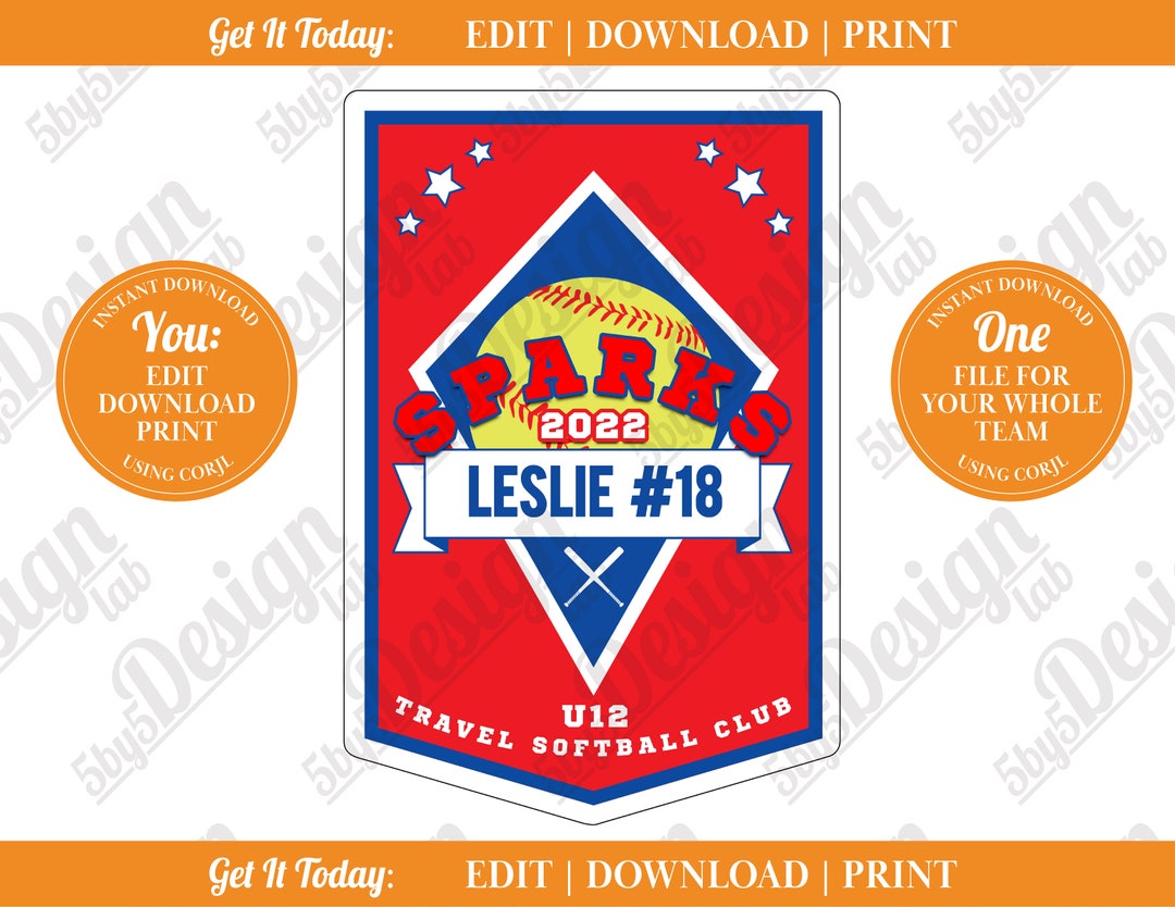 DIGITAL TEMPLATE - Softball Door Sign [banner], Printable Softball ...