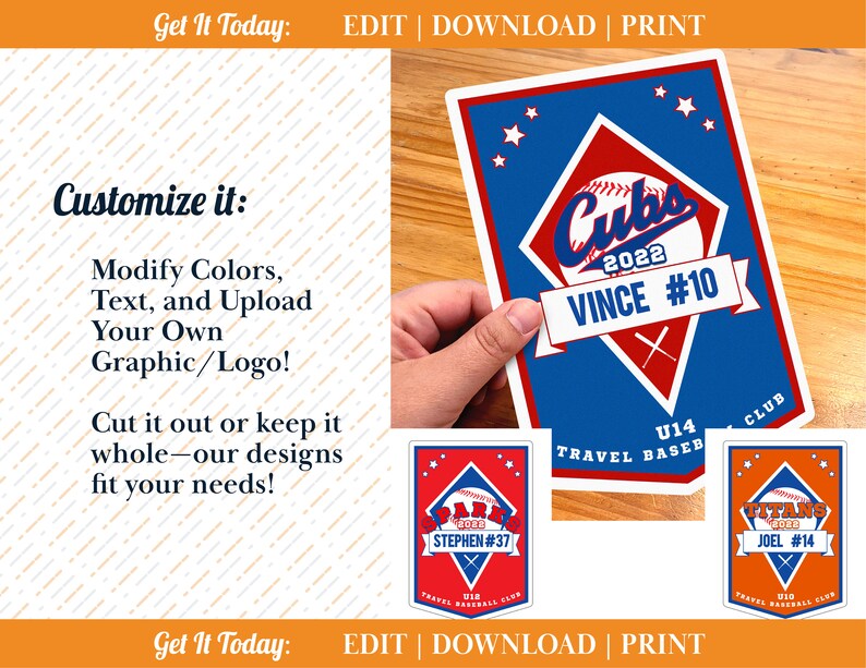 DIGITAL TEMPLATE - Baseball Door Sign [banner], Printable Baseball ...