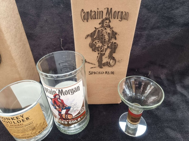 Captain Morgan Glasses All Flavours Box Set Upcycled Glass - Etsy