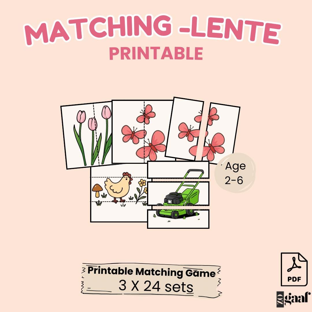 Spring Matching Game & Puzzle – 24 Piece – 2, 3 & 6 Piece Puzzles ...