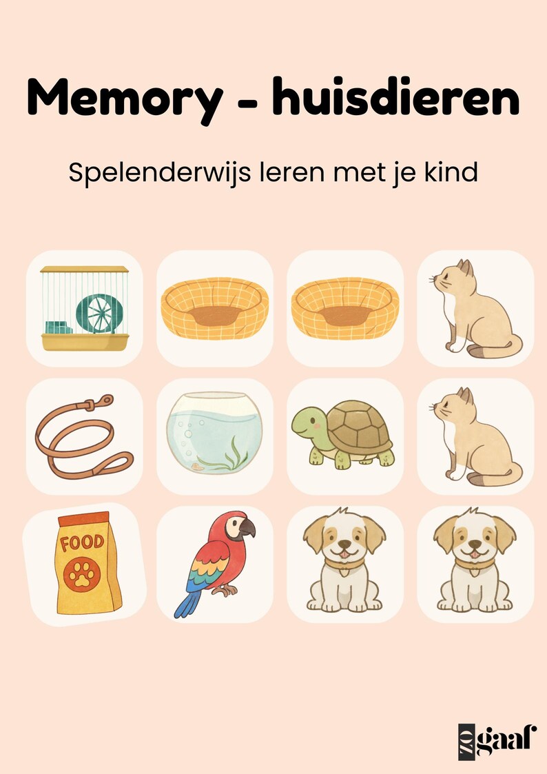 Pets Memory Game Printable – Educational Game for Toddlers ...