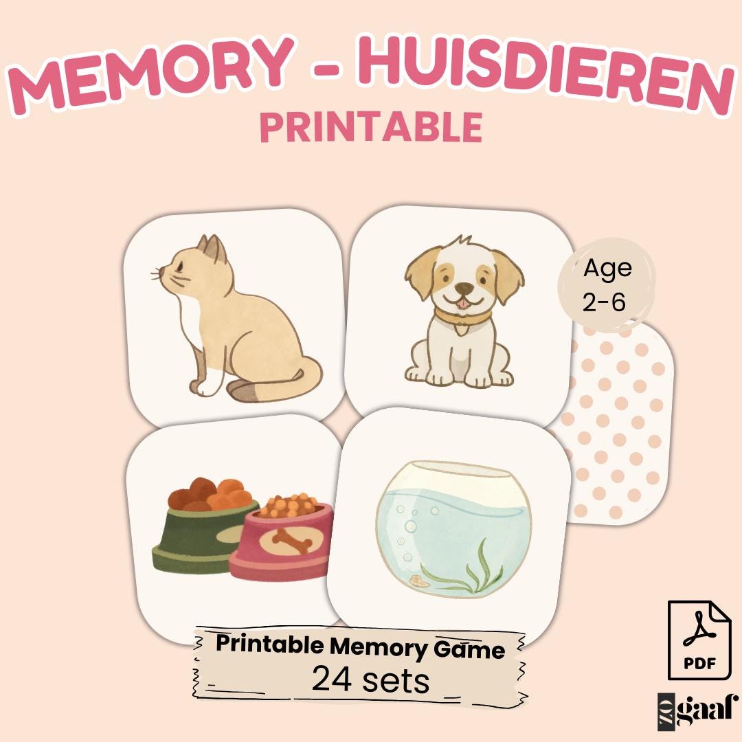 Pets Memory Game Printable – Educational Game for Toddlers ...