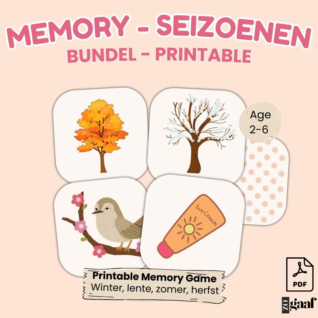 Memory Bundle | Memory Game, 4 Seasons, Summer, Fall, Winter, and ...