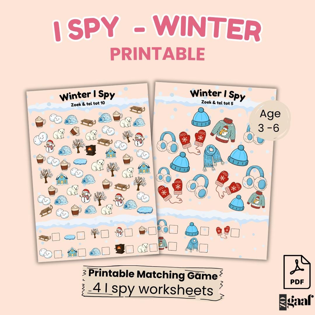 Winter I Spy Search | Count Printable | Winter Activity Toddlers ...