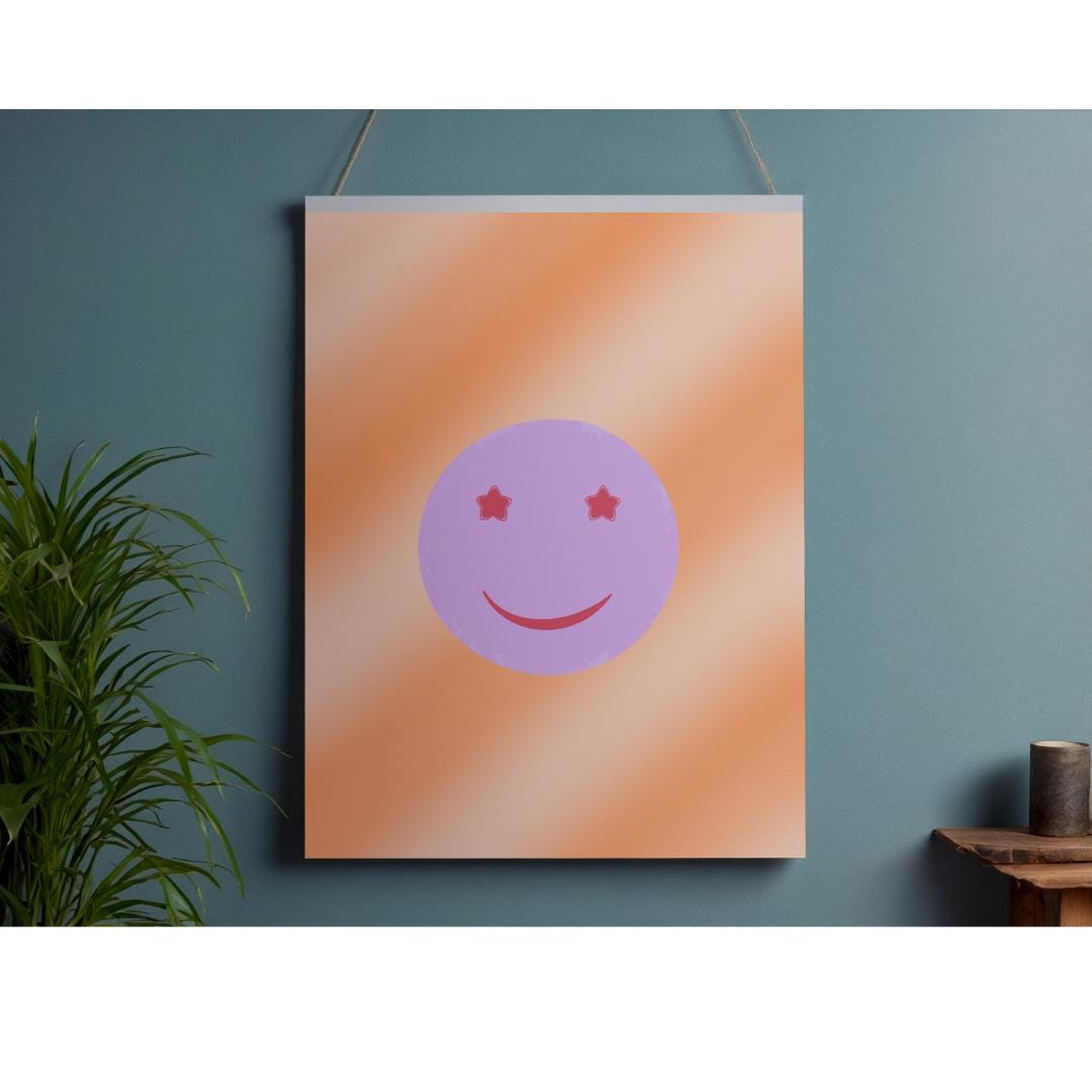 Set of 5 Digital Posters | Smiley & Smiley With Headphones | A4 JPG 300 ...