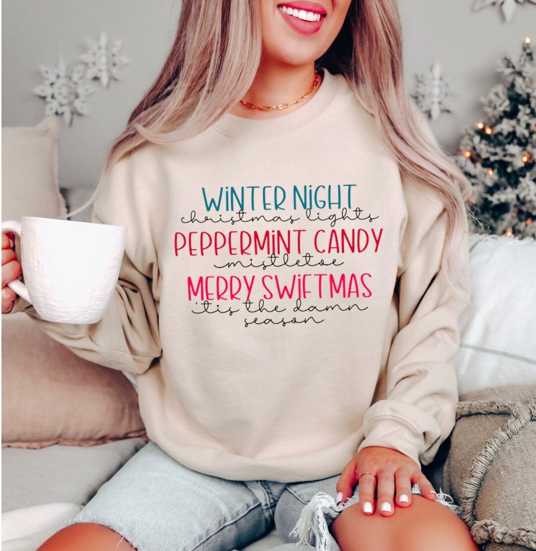 Taylor Swift Merry Swiftmas Sweater Tis the Damn Season Lyrics - Etsy