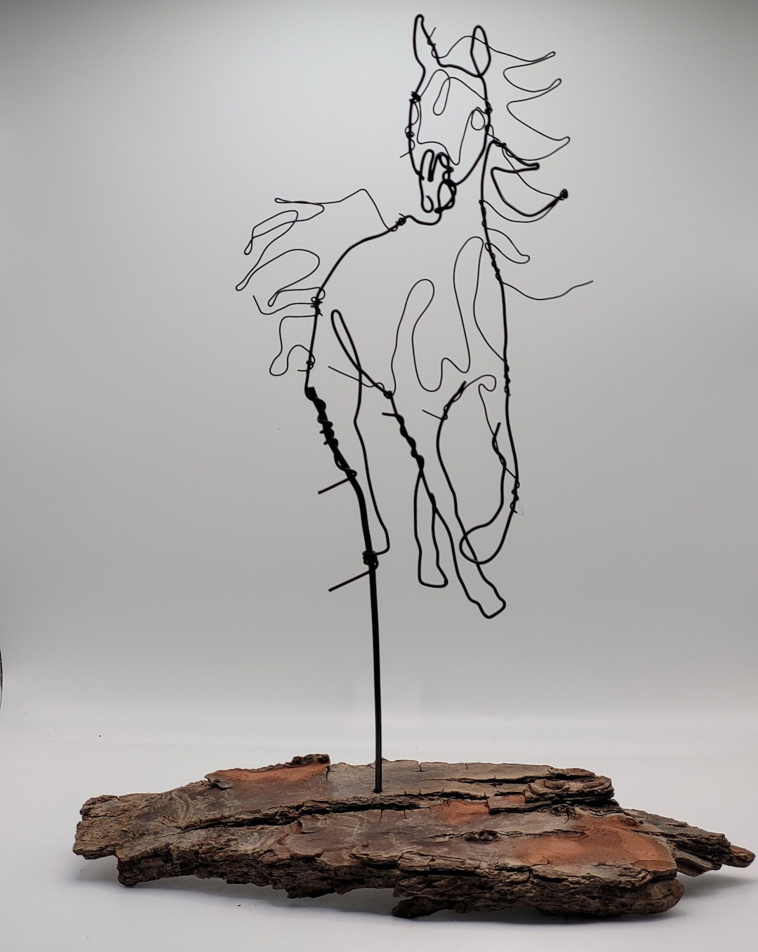 Horse Made of Wire, Galloping Horse, Wire Figure, Handcraft, Wood, - Etsy