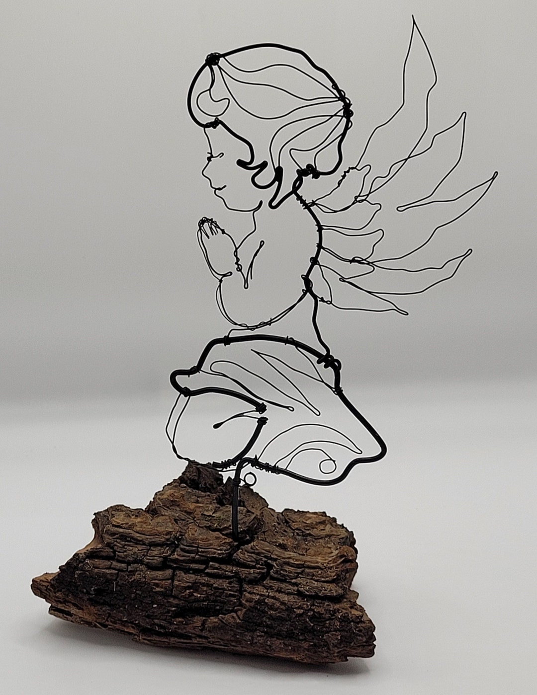 Angel Made of Wire Small, Guardian Angel, Wire Figure, Handmade, Wood ...