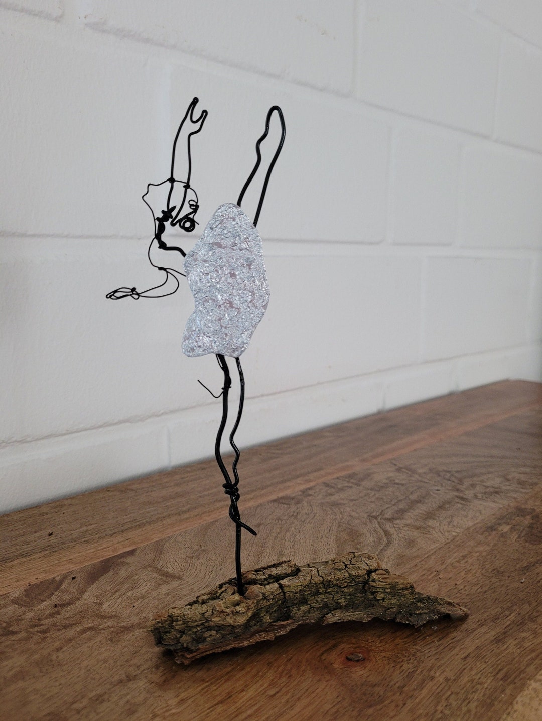 Ballerina With Silver Skirt Made of Wire, Dancer, Wire Figure, Handmade ...