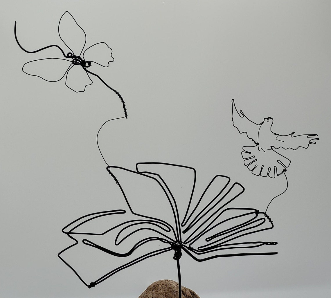 Bringing Books to Life, Book Figure Made of Wire, Book, Handcraft, Wood ...