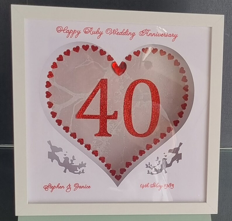 40th Ruby Wedding Anniversary Shadow Box. Personalised and - Etsy