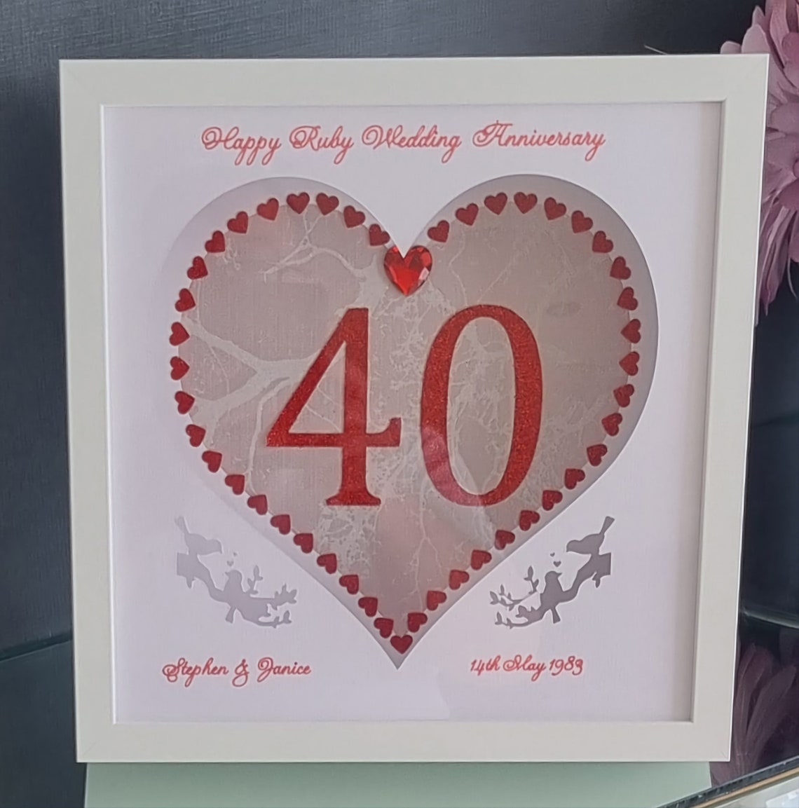40th Ruby Wedding Anniversary Shadow Box. Personalised and - Etsy