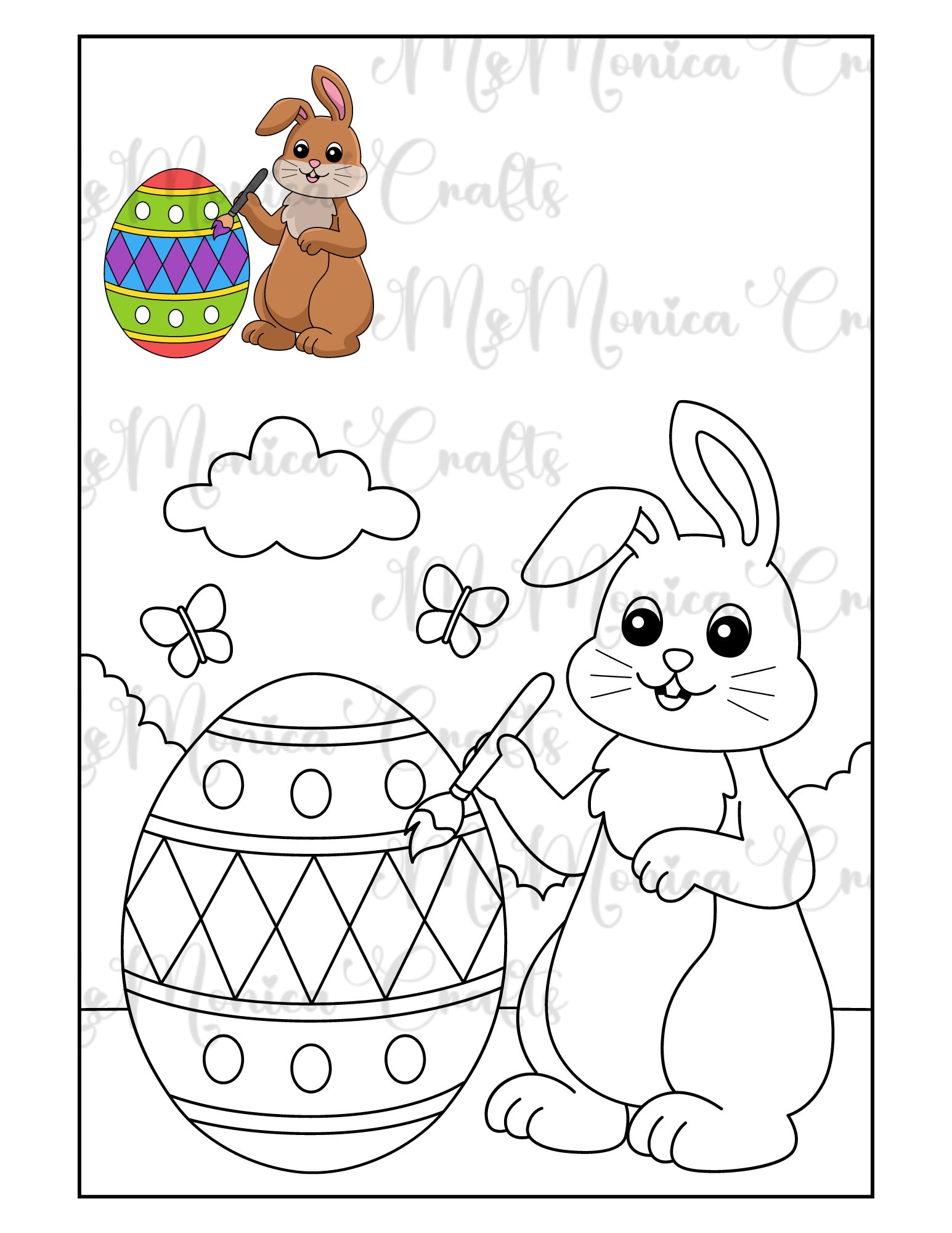 Easter Egg Printable Coloring 11 Page Easter Bunny Coloring Spring ...