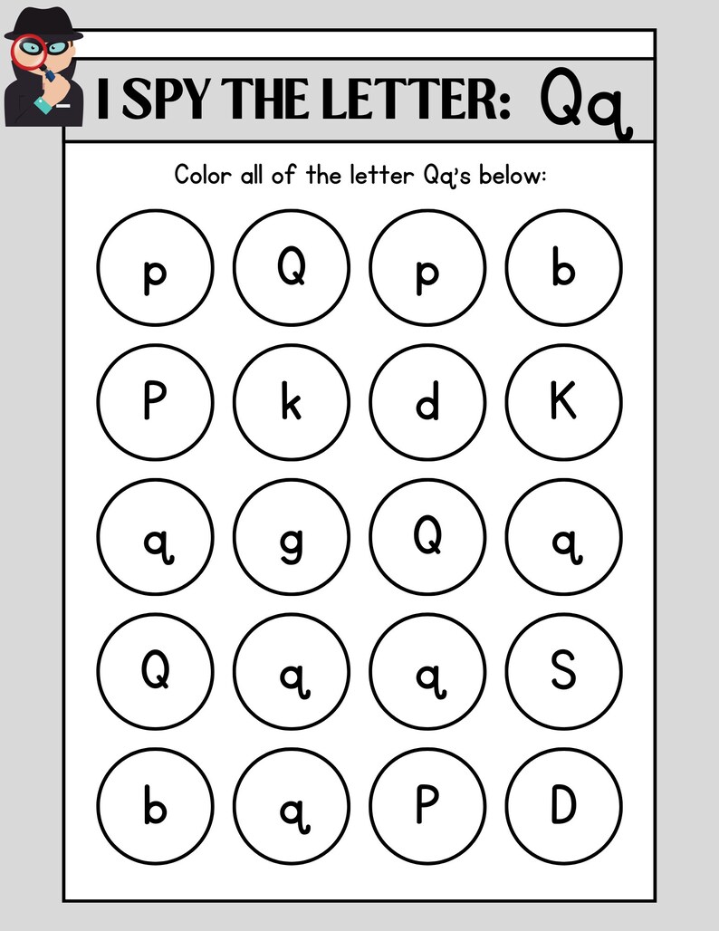 Kindergarten I Spy Worksheet: Alphabet Learning (PDF File) - Etsy