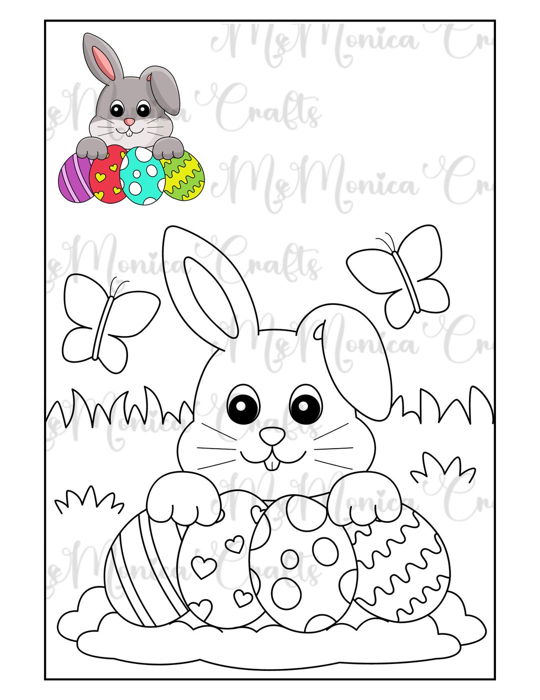 Easter Egg Printable Coloring 11 Page; Easter Bunny Coloring; Spring ...