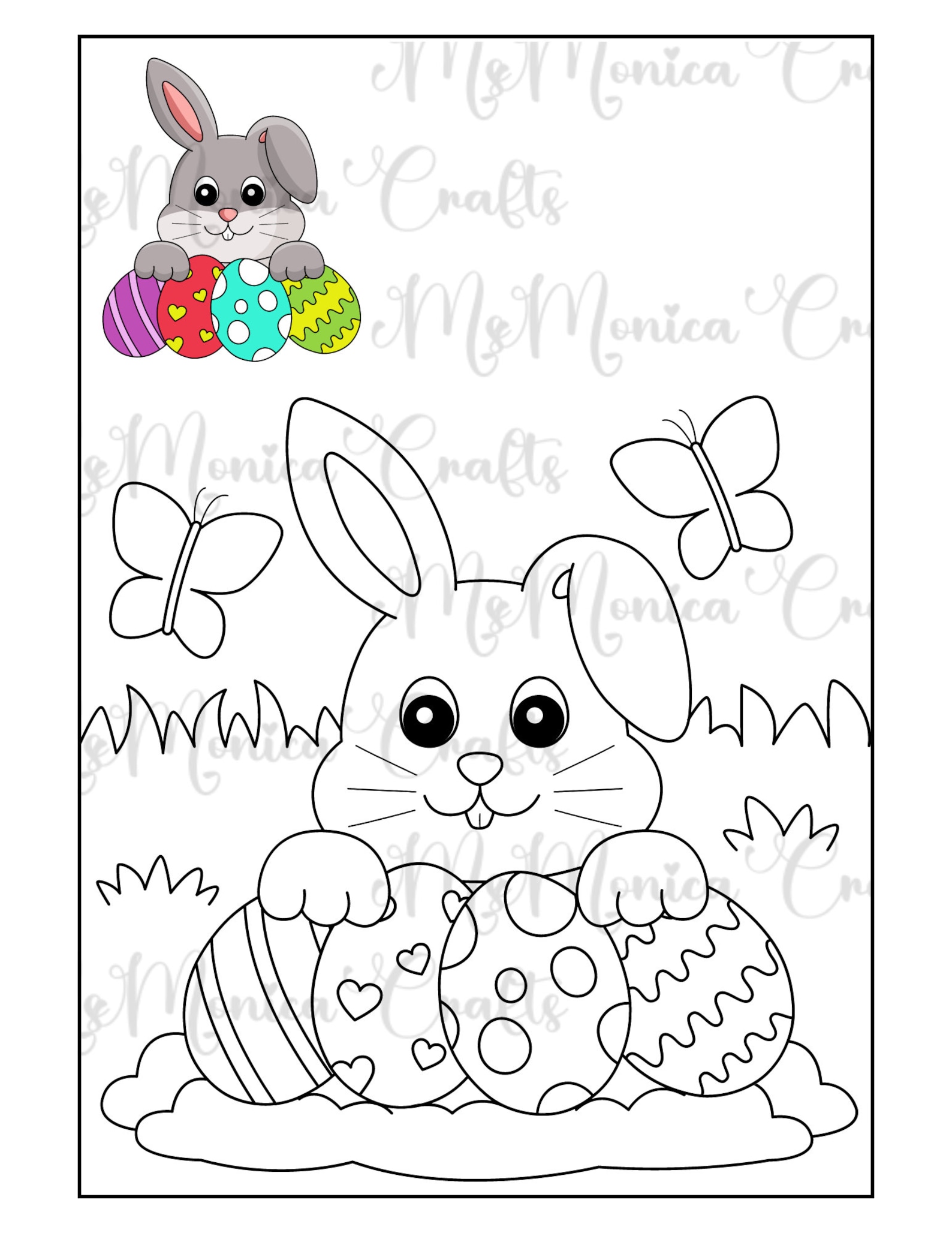 Easter Egg Printable Coloring 11 Page; Easter Bunny Coloring; Spring ...