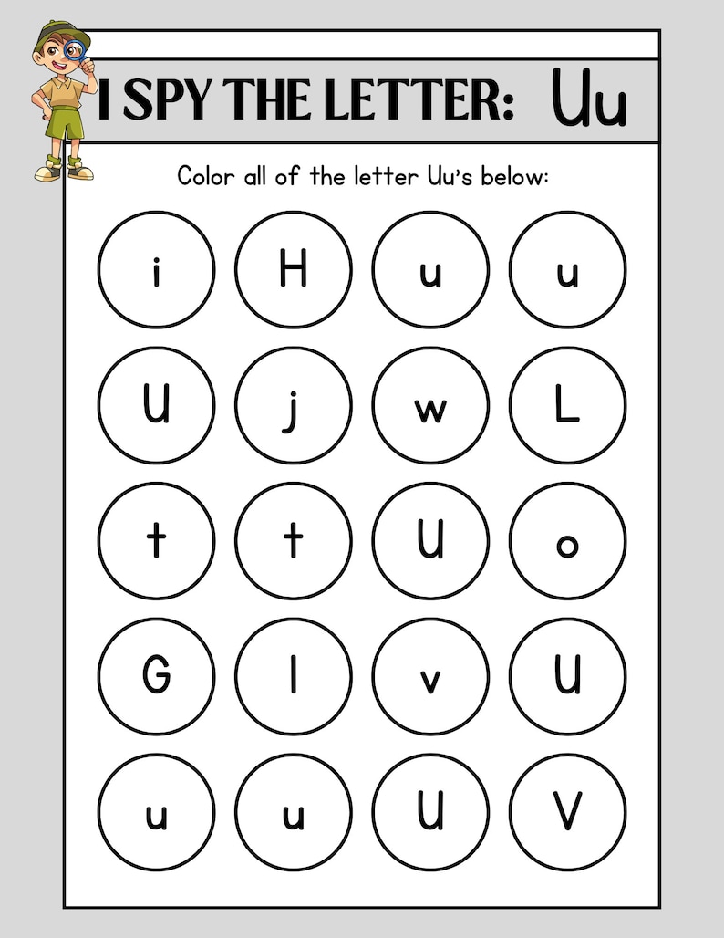 Kindergarten I Spy Worksheet: Alphabet Learning (PDF File) - Etsy