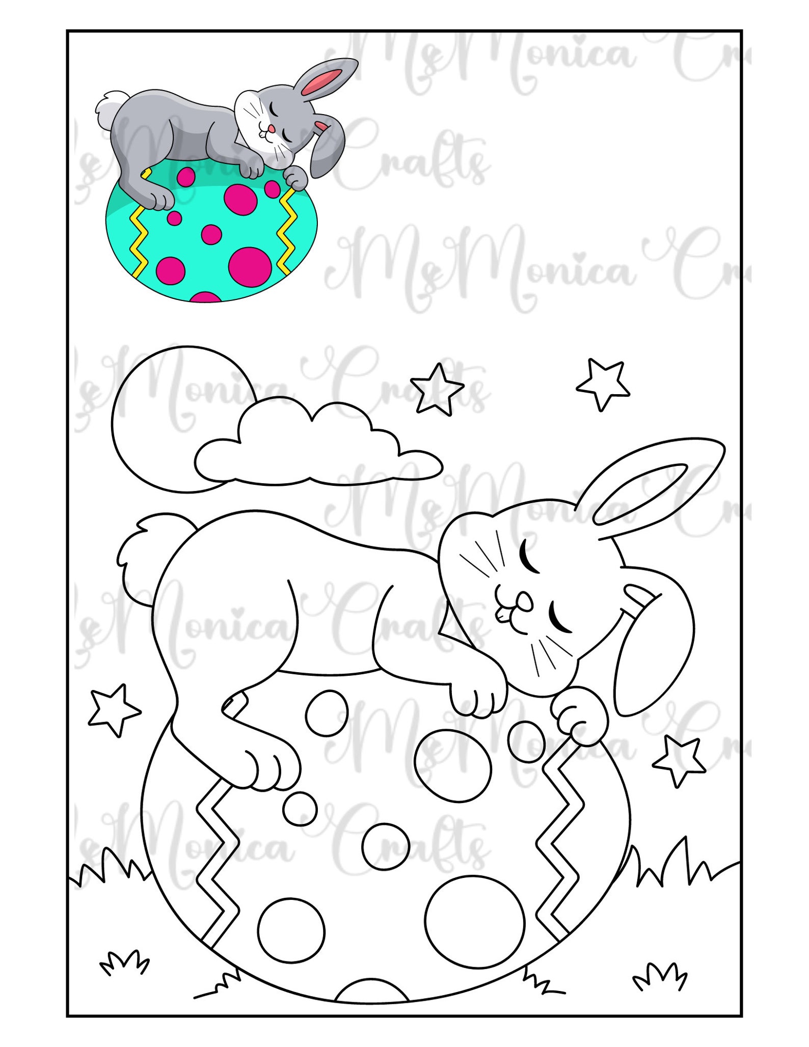 Easter Egg Printable Coloring 11 Page Easter Bunny Coloring Spring ...